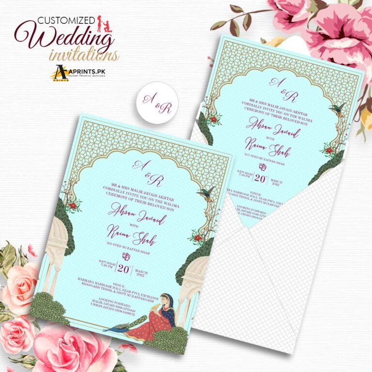 Dark Blue Classic Gold Wedding Card | Shadi Card - Aprints.pk