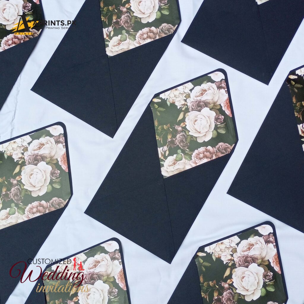 Dark Blue Classic Gold Wedding Card | Shadi Card - Aprints.pk