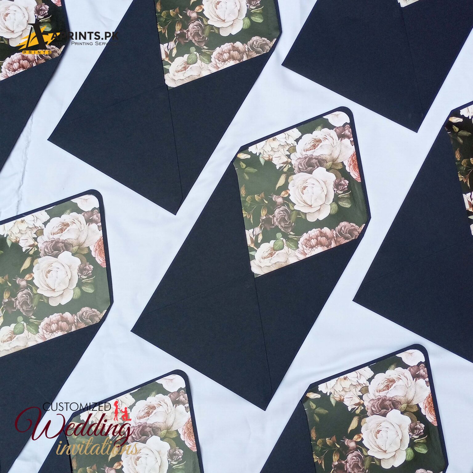 Dark Blue Classic Gold Wedding Card | Shadi Card - Aprints.pk