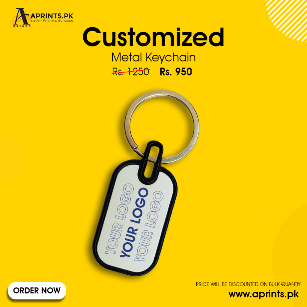 Metallic Keychain Matte Black Printing- Aprints.pk